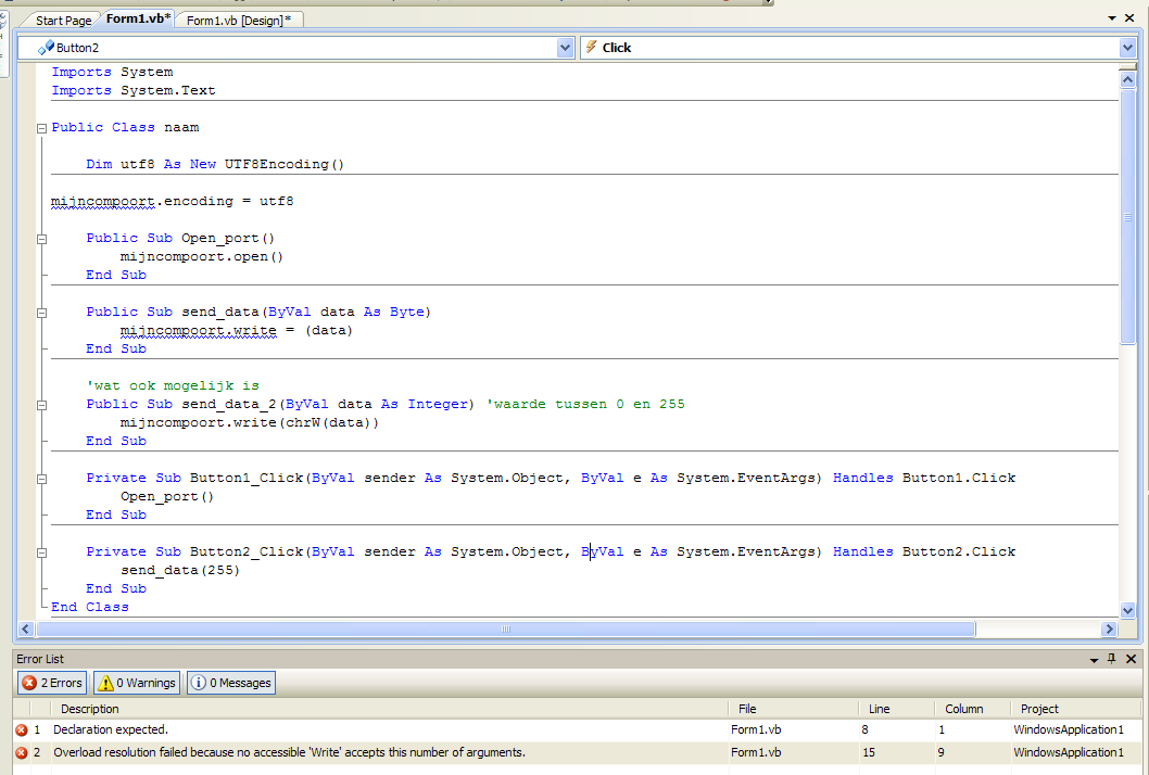 byte sturen met RS-232 in visual basic - Forum - Circuits Online
